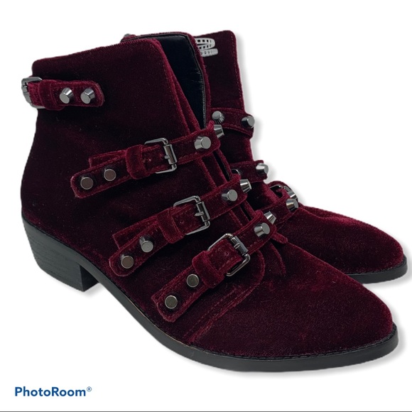 Gianni Bini | Shoes | New Gianni Bini Red Velvet Studded Ankle Booties ...